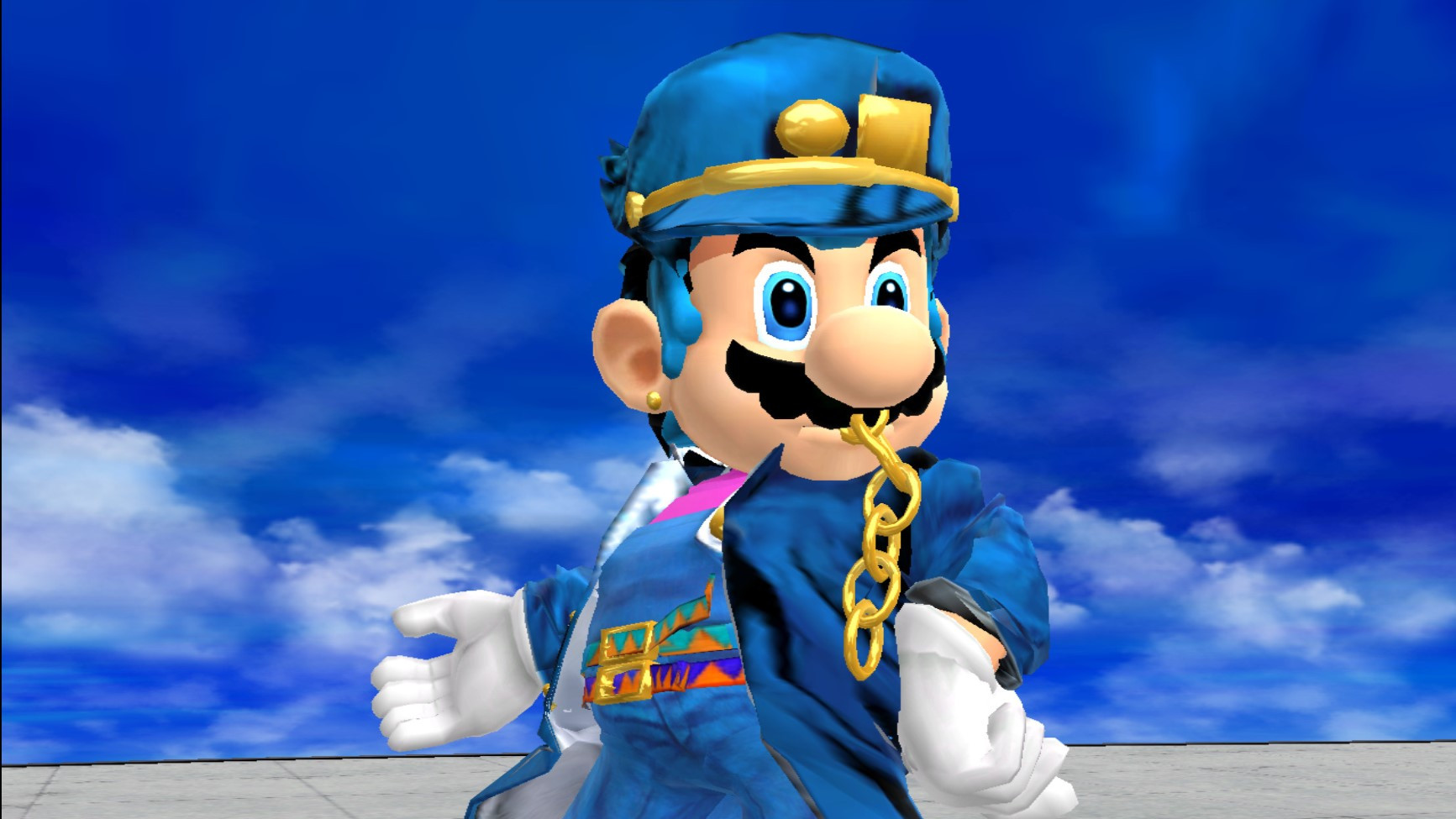 Jotaro Kujo Mario Cosplay Costume Mod for Super Smash Bros. Brawl | Brawl Mods