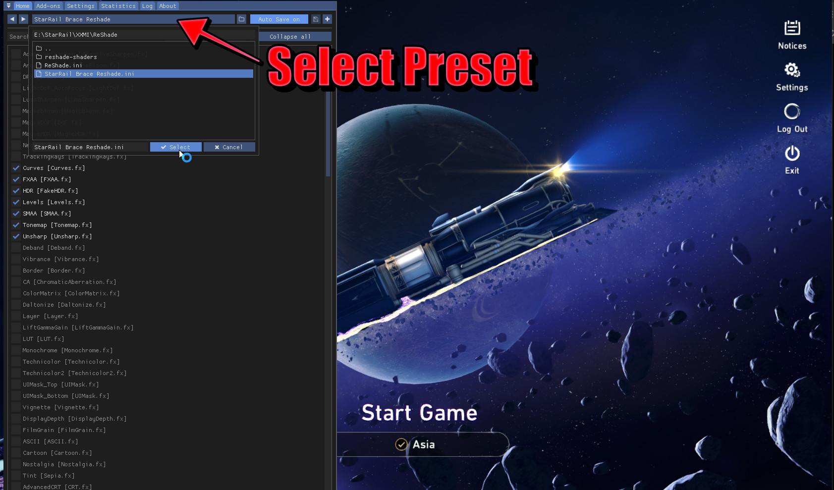 StarRail Brace Reshade Preset Mod for Honkai Star Rail | HSR Mods