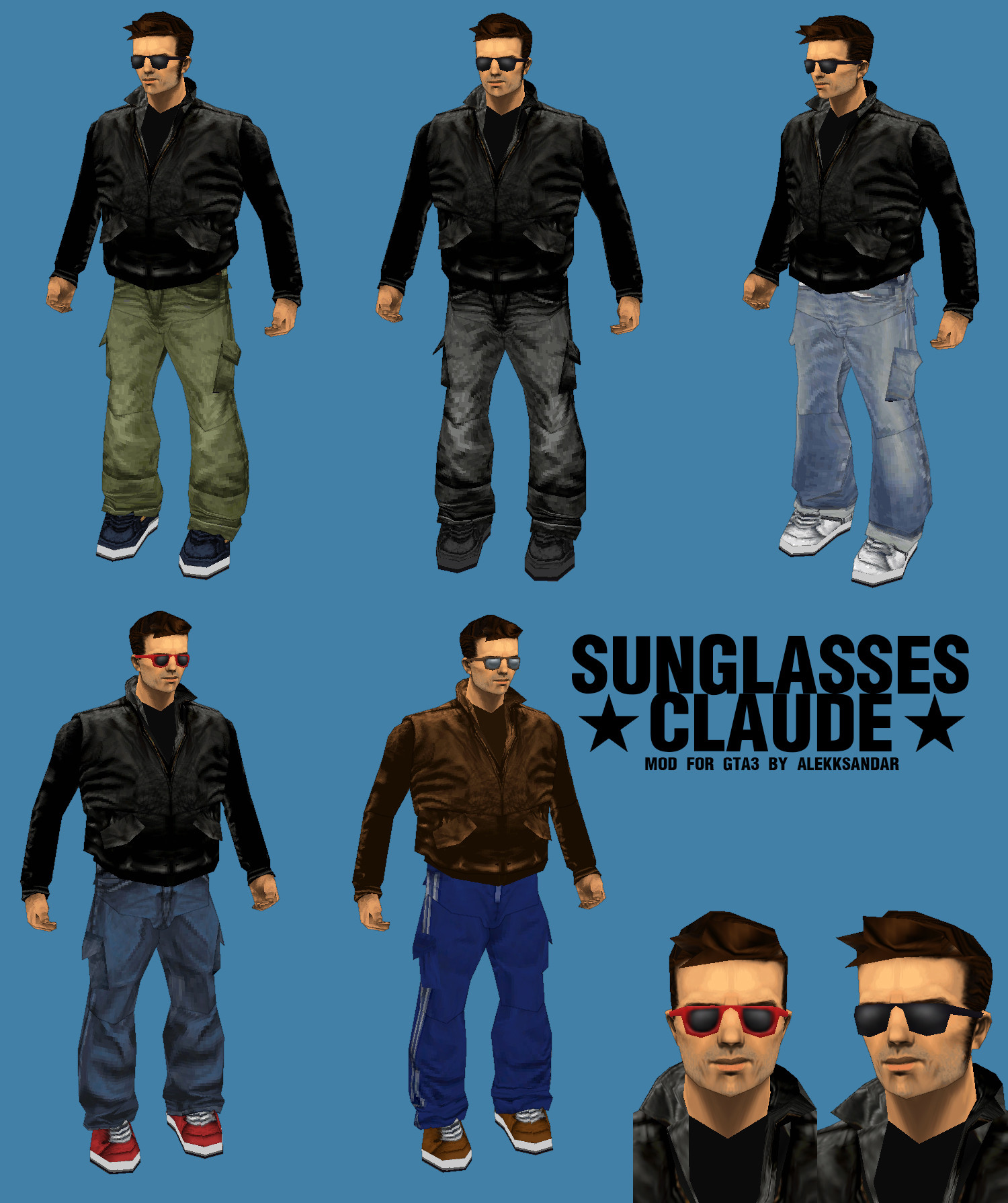 Sunglasses Claude Mod for Grand Theft Auto III | GTA3 Mods