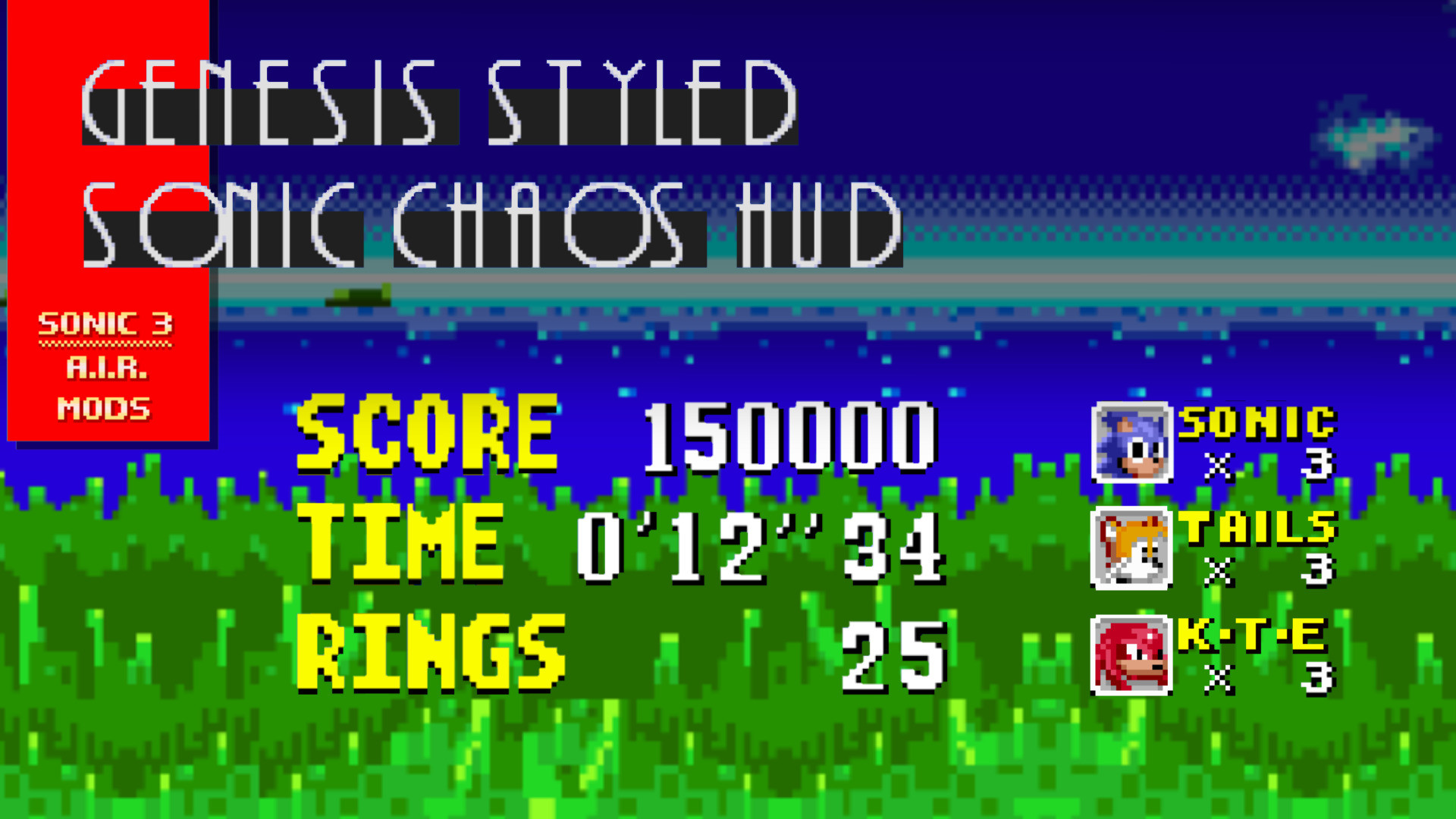 Genesis Styled Sonic Chaos HUD Mod for Sonic 3 A.I.R. | S3AIR Mods