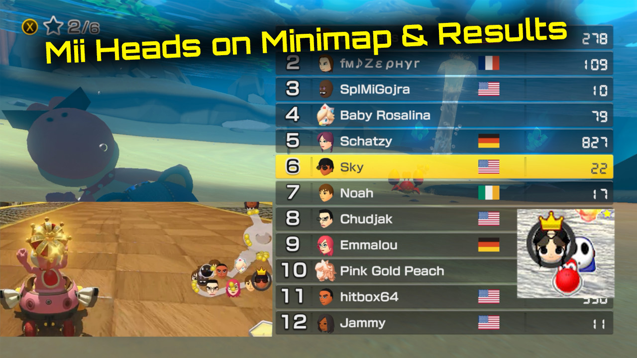 Mii Heads on Minimap & Results Mod for Mario Kart 8 Deluxe | MK8D Mods