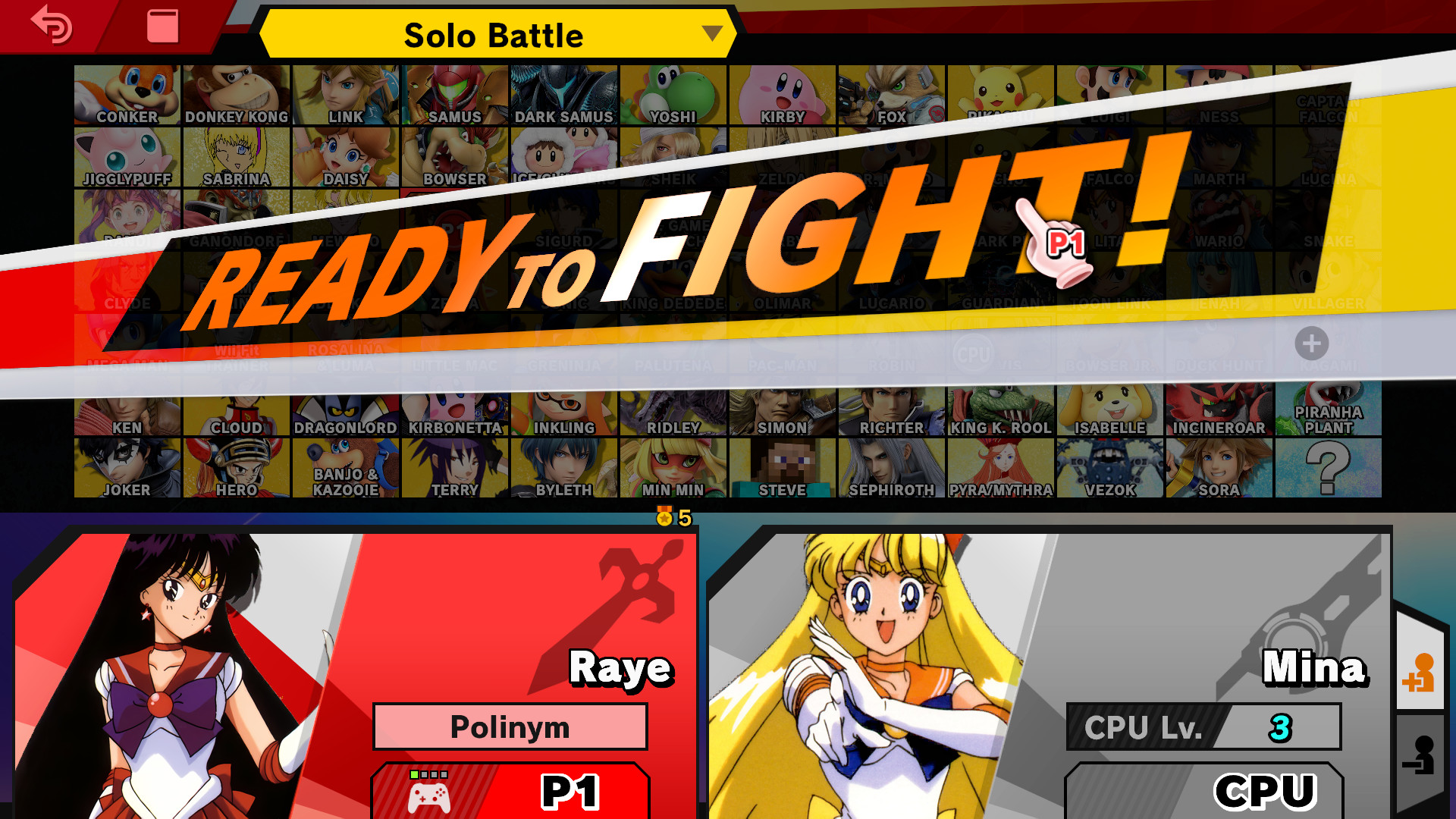 Sailor Mars over Roy Mod for Super Smash Bros. Ultimate | SSBU Mods