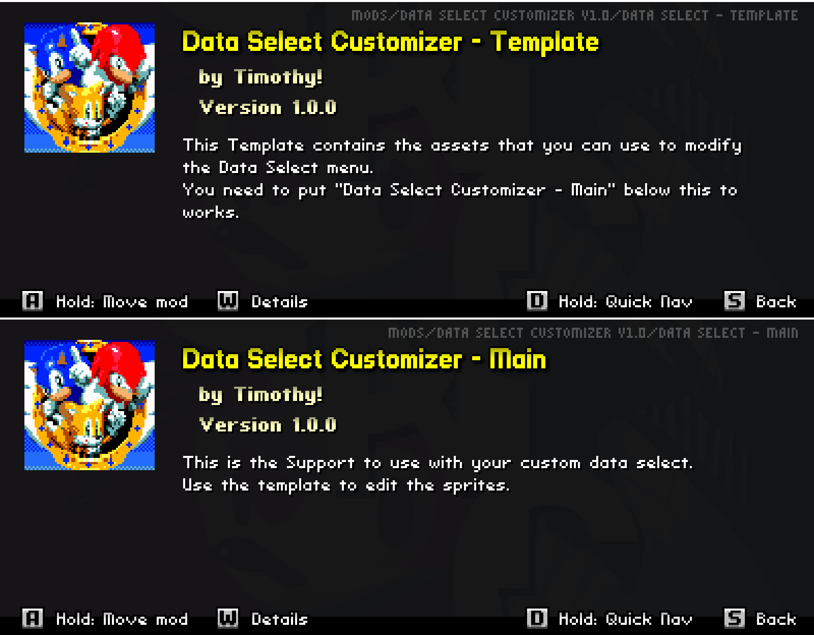 Data Select Customizer - Update v2.0.4 (bugfix) Mod for Sonic 3 A.I.R ...