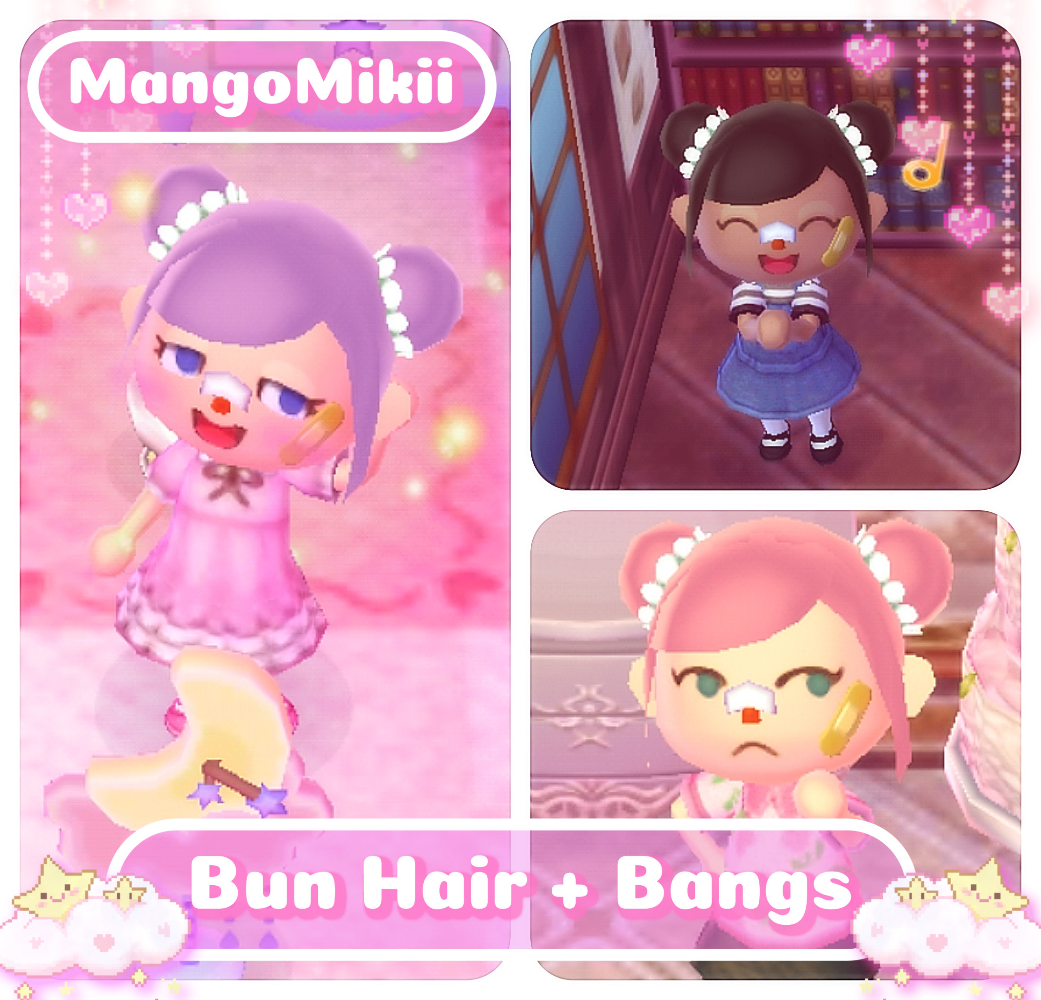 ♡Bun + Bangs Hair Override♡ Mod for Animal Crossing: New Leaf | AC:NL Mods