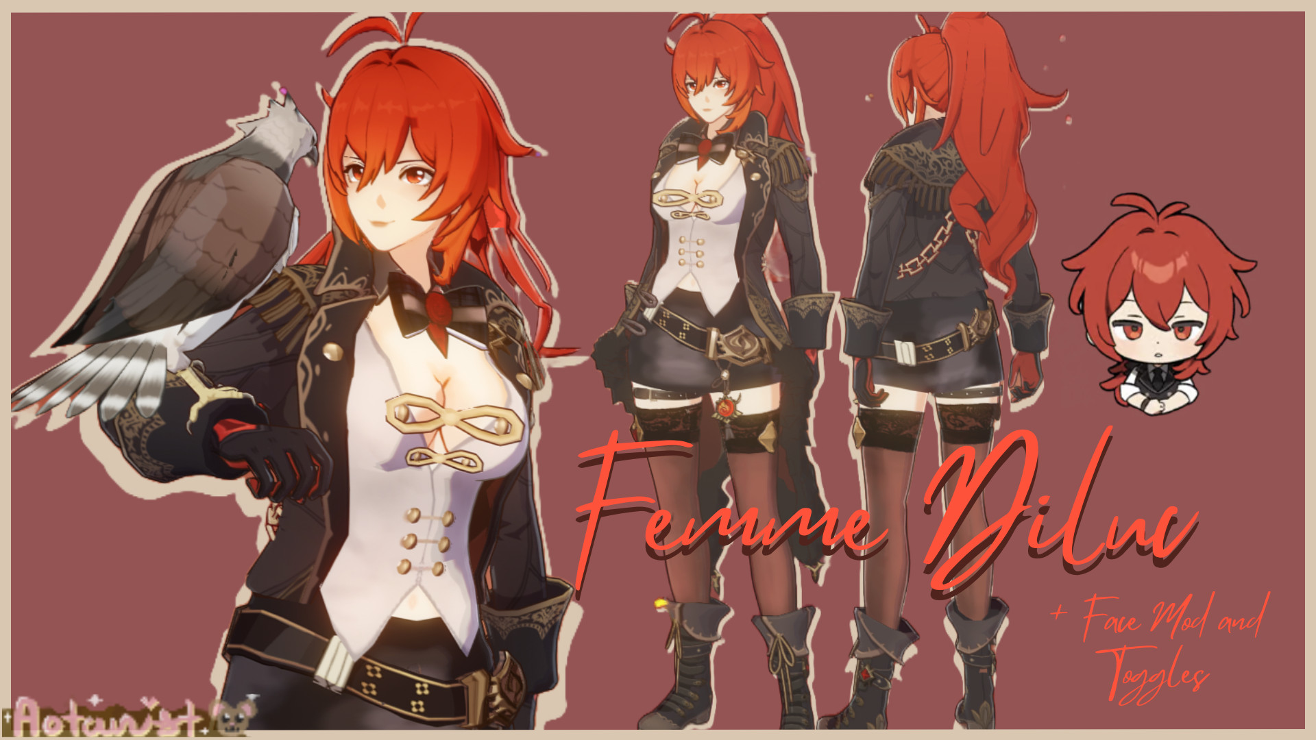 Femme Diluc! Mod for Genshin Impact | GI Mods