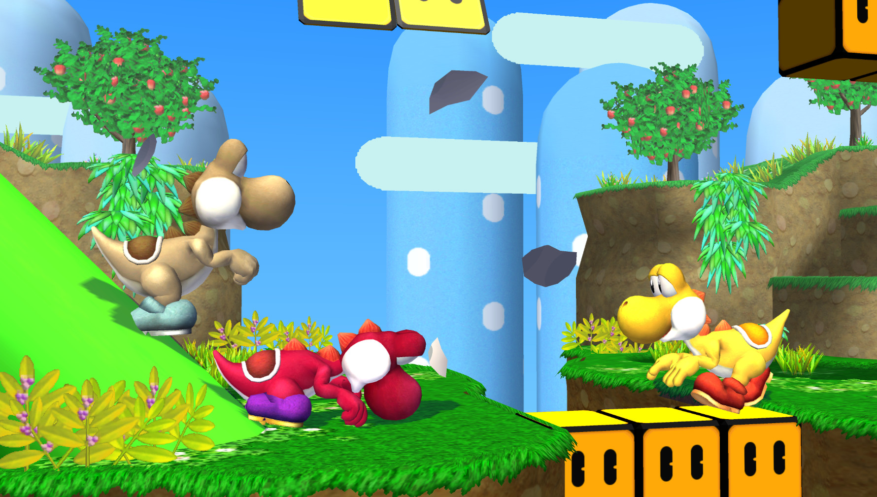 SMW Yoshi Safari Pose CSProject + Recolors Mod for Super Smash Bros ...