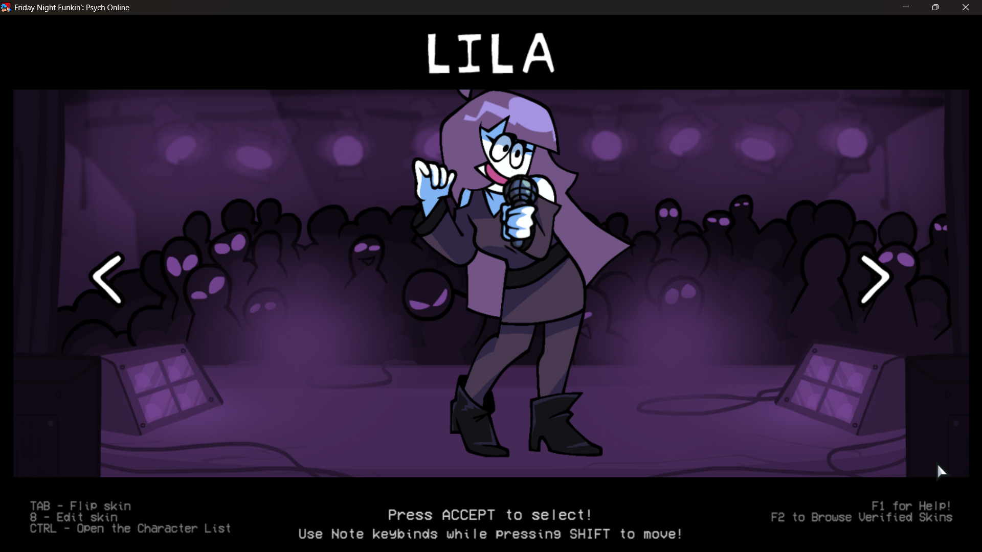 Psych online Lila skin + EEEAAAOOO Mod for Friday Night Funkin' | FNF Mods