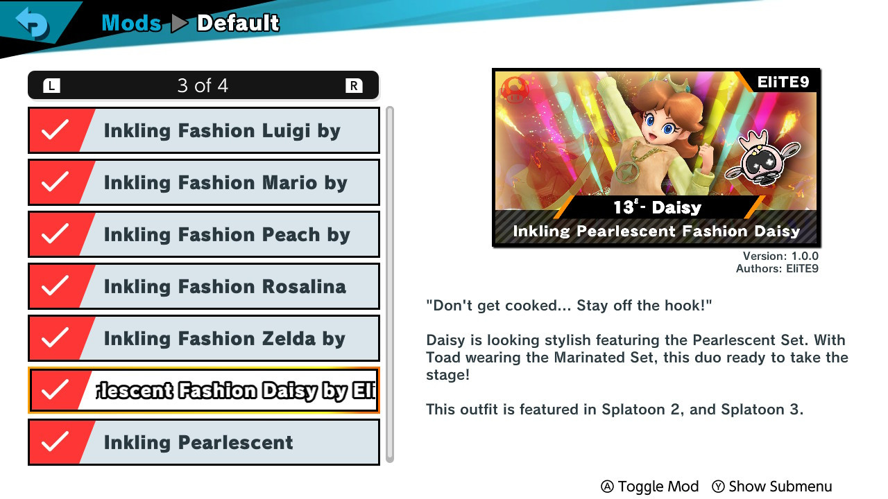 Inkling Pearlescent Fashion Daisy Mod for Super Smash Bros. Ultimate ...