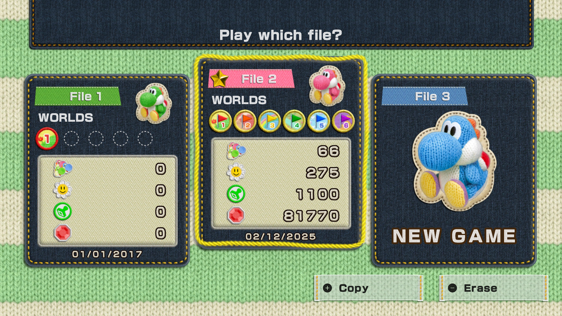 100% Save File Mod for Yoshi's Woolly World | Yarn Yoshi Mods
