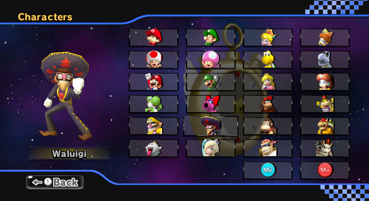 Waluigi (Mariachi) in MKWii Mod for Mario Kart Wii | MKWii Mods