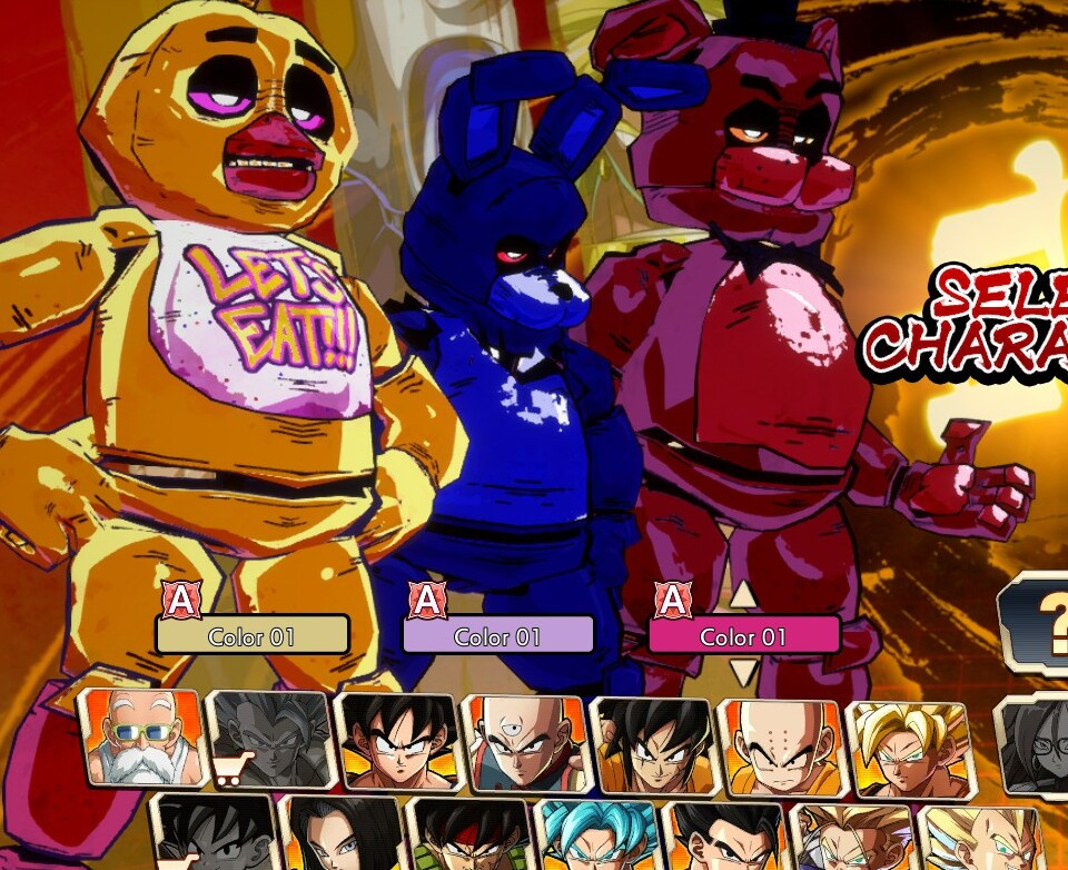 RETRO FNAF Skin Mod Pack Mod for Dragon Ball FighterZ | DB:FZ Mods