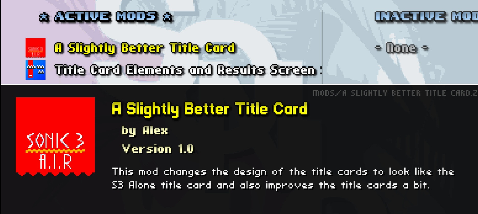 A Slightly Better Title Card! Mod for Sonic 3 A.I.R. | S3AIR Mods