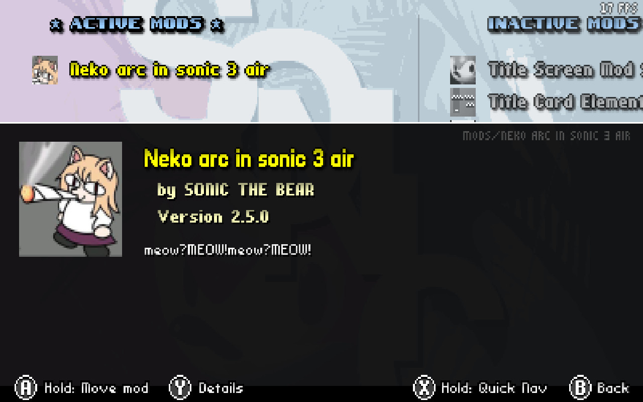 Neko arc in sonic 3 air(OVER TAILS) Mod for Sonic 3 A.I.R. | S3AIR Mods