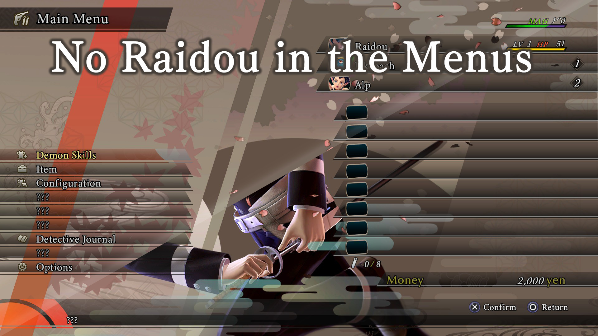 No Raidou Stills in the Menus Mod for RAIDOU Remastered: The Mystery of the Soulless Army ...
