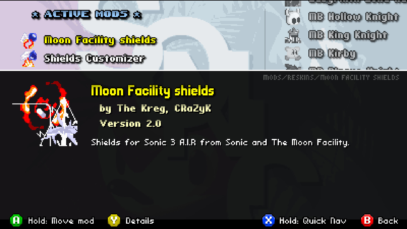 Moon Facility shields (with abilities!) Mod for Sonic 3 A.I.R. | S3AIR Mods
