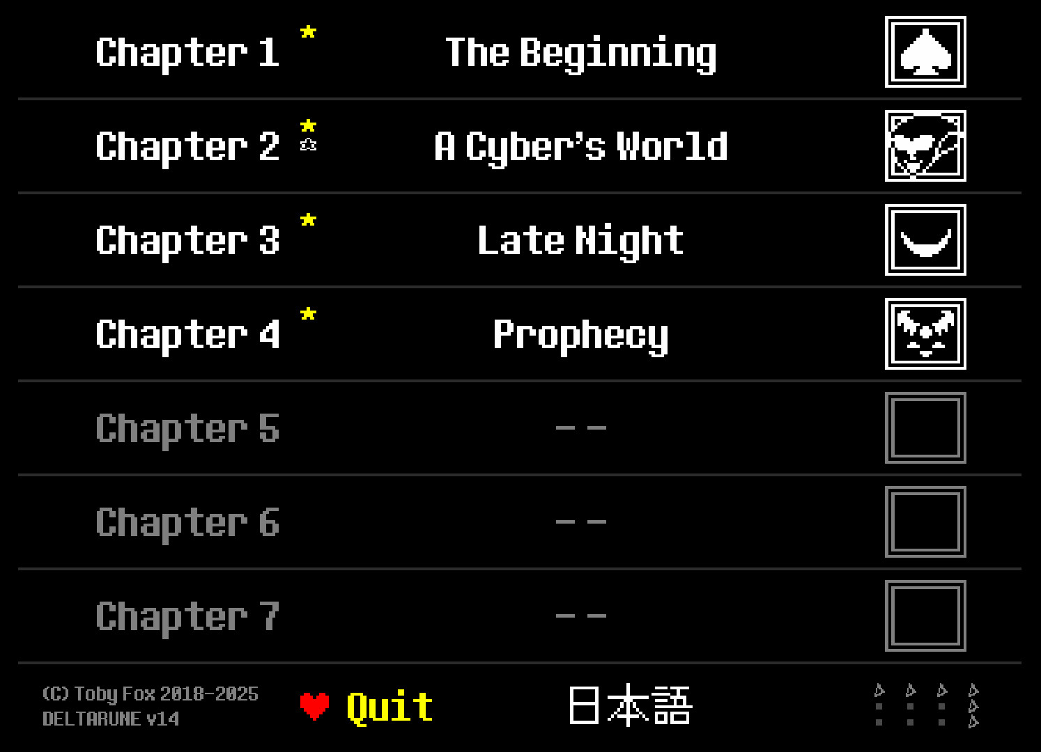 Consistently Black Chapter Icons Mod for Deltarune | DR Mods