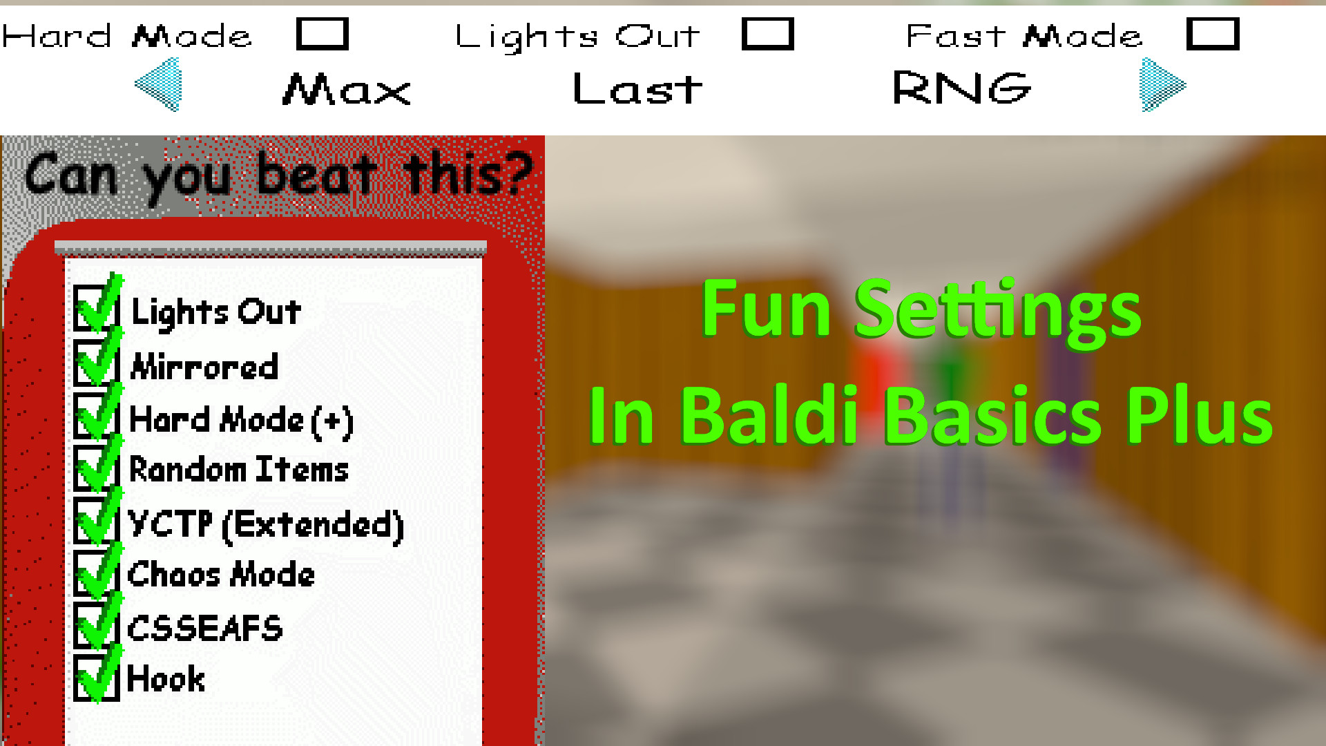 Fun Settings In BBPlus Mod for Baldi's Basics | Baldi Mods