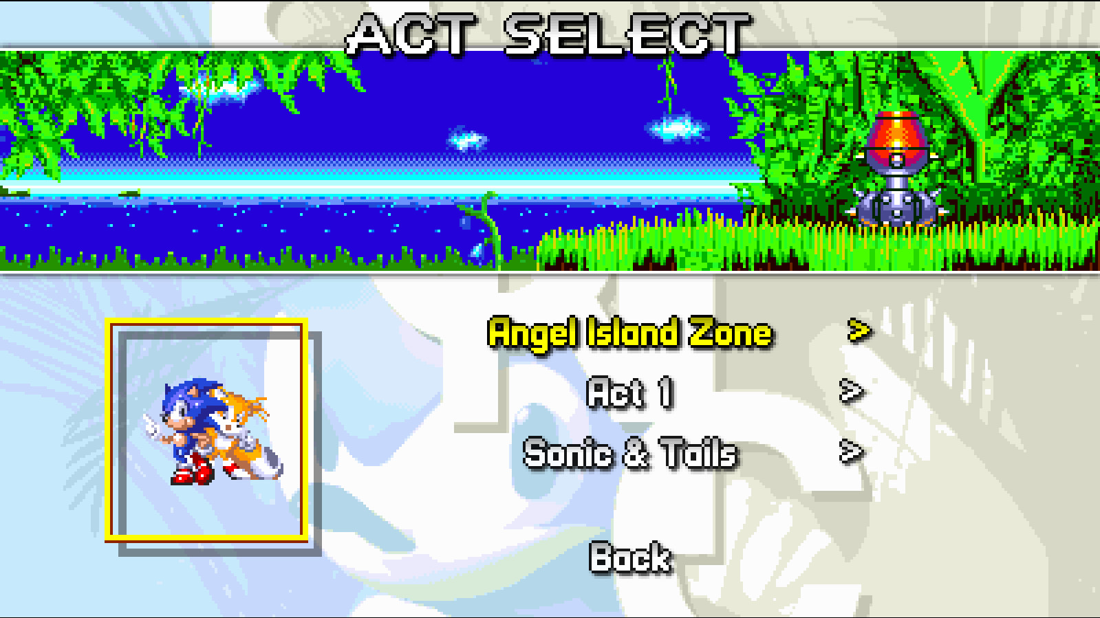 Consistent Act Select Characters Mod for Sonic 3 A.I.R. | S3AIR Mods
