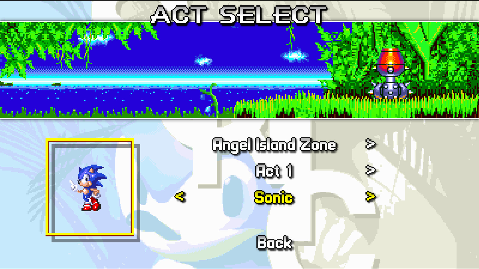 Consistent Act Select Characters Mod for Sonic 3 A.I.R. | S3AIR Mods