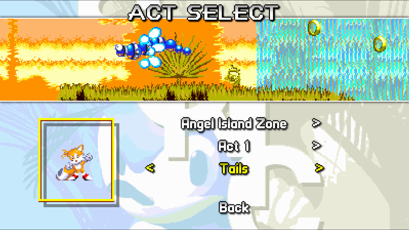 Consistent Act Select Characters Mod for Sonic 3 A.I.R. | S3AIR Mods