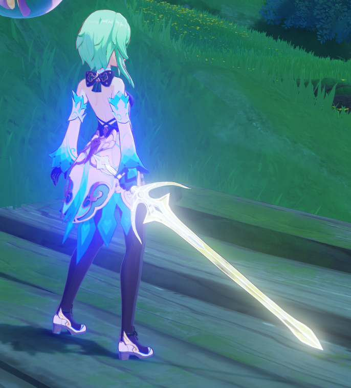 Lumine's sword over Prototype Rancour Mod for Genshin Impact | GI Mods