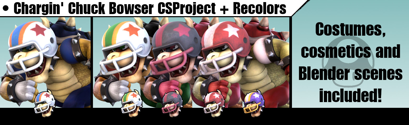 Chargin' Chuck Bowser CSProject + Recolors Mod for Super Smash Bros. Brawl | Brawl Mods