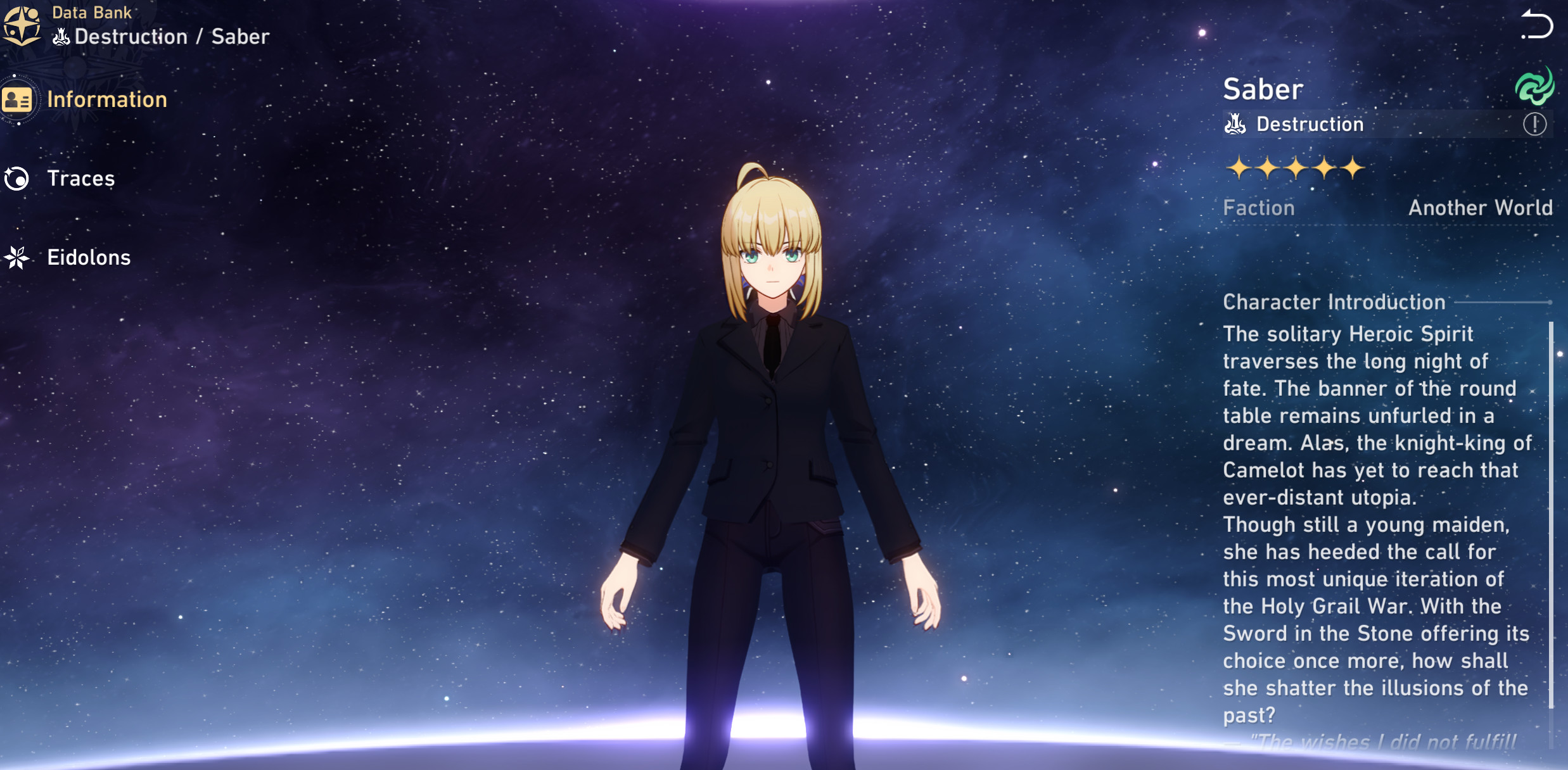 Saber - Fate Zero Suit Mod for Honkai Star Rail | HSR Mods