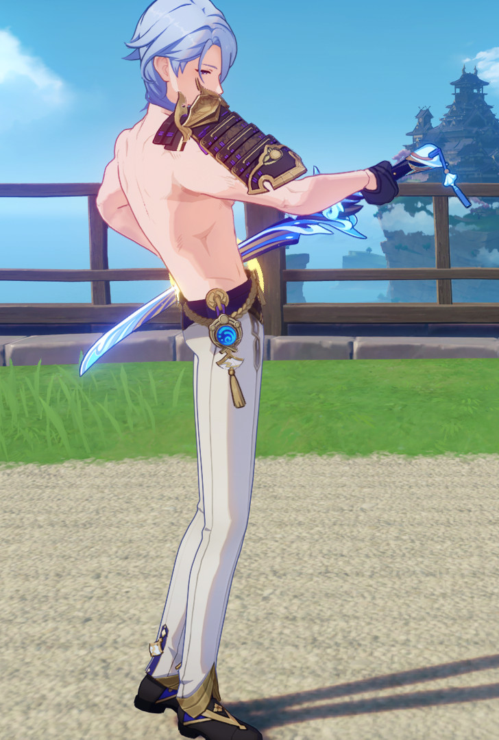 Shirtless Ayato Armor Toggle (updated) Mod for Genshin Impact | GI Mods