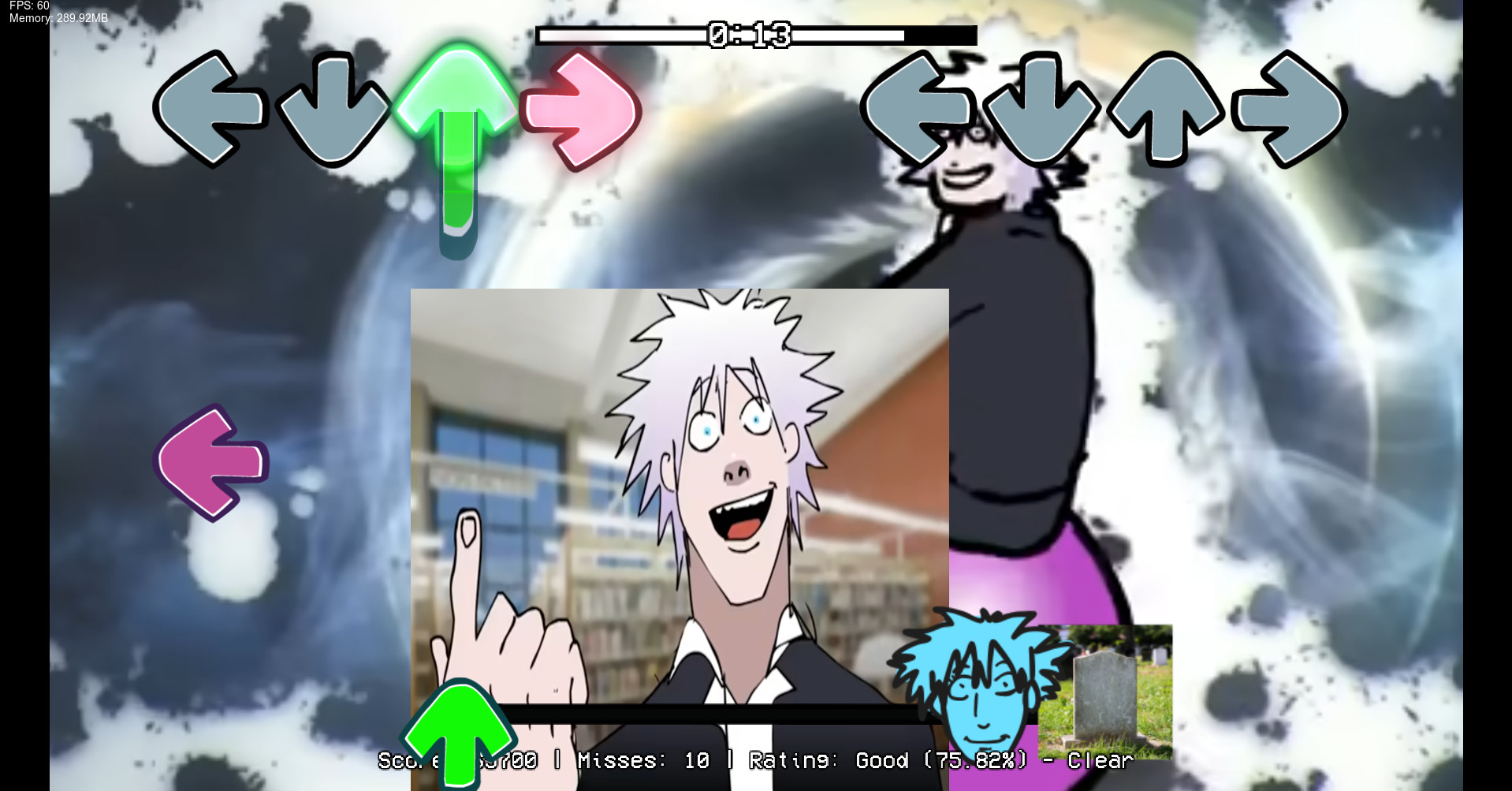 VS Super Senior Gojo (custom icons) Mod for Friday Night Funkin' | FNF Mods