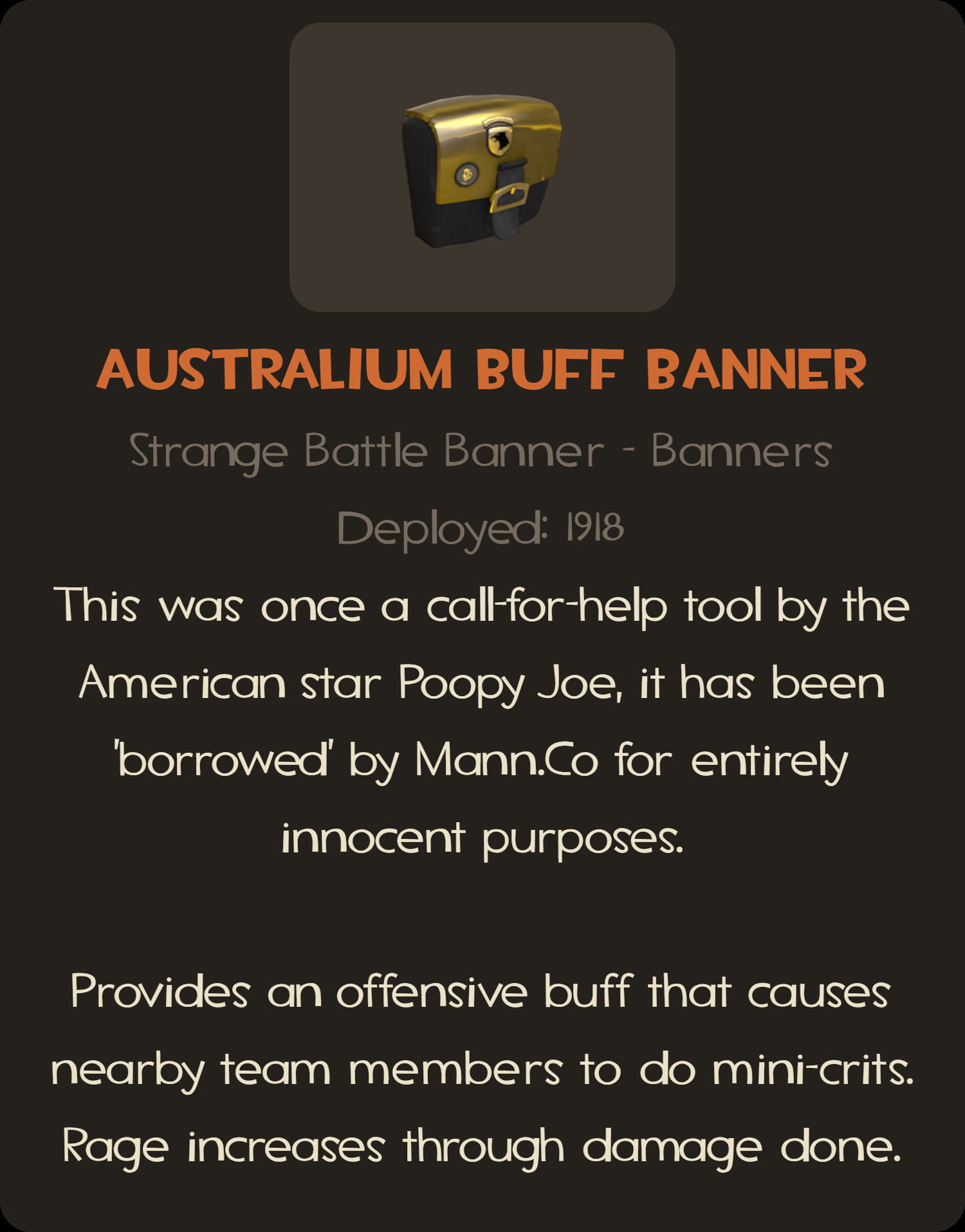 Australium Buff Banner Mod for Team Fortress 2 | TF2 Mods