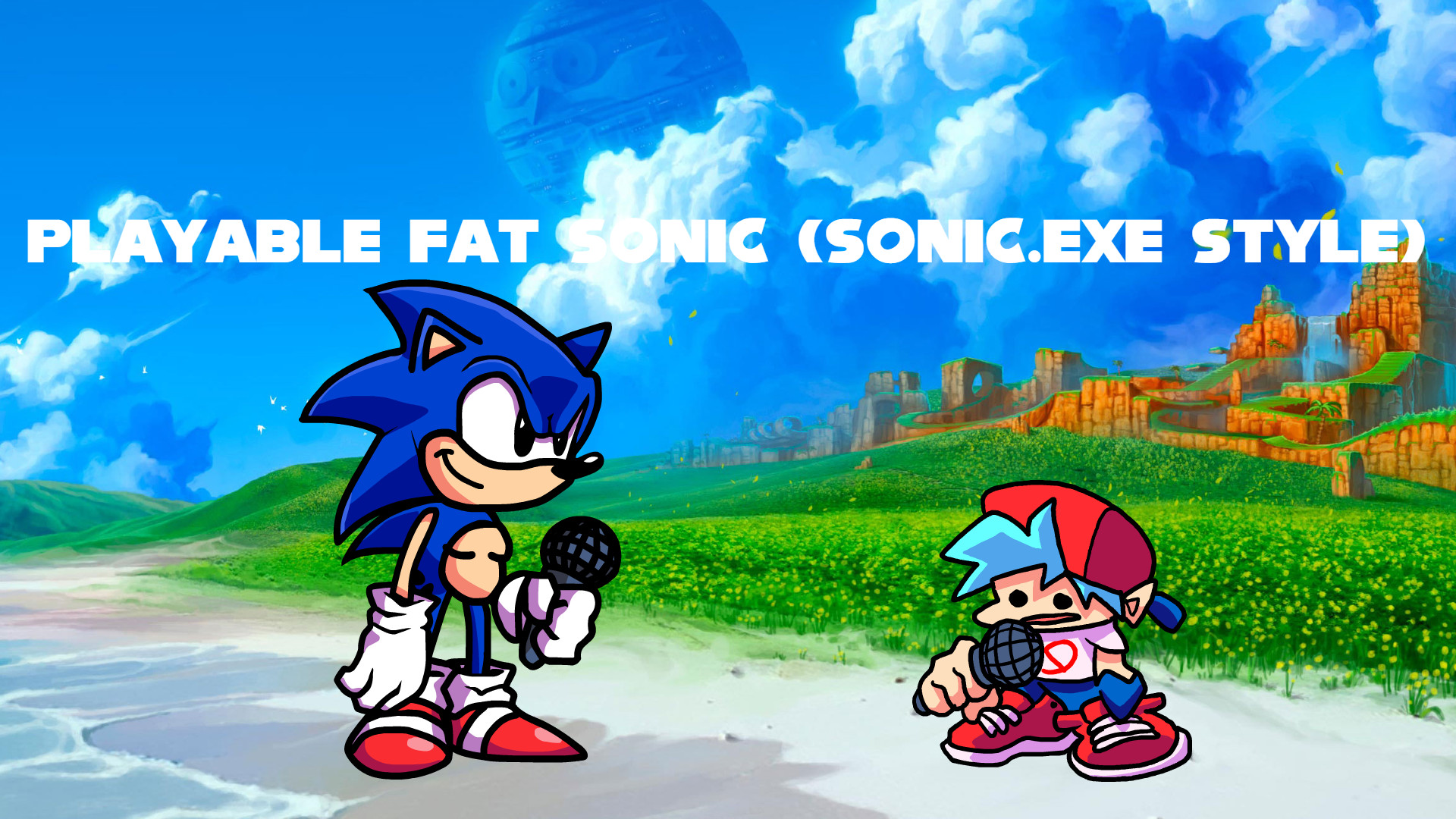 Playable Fat Sonic (Sonic.EXE Style) + FLA Mod for Friday Night Funkin' | FNF Mods