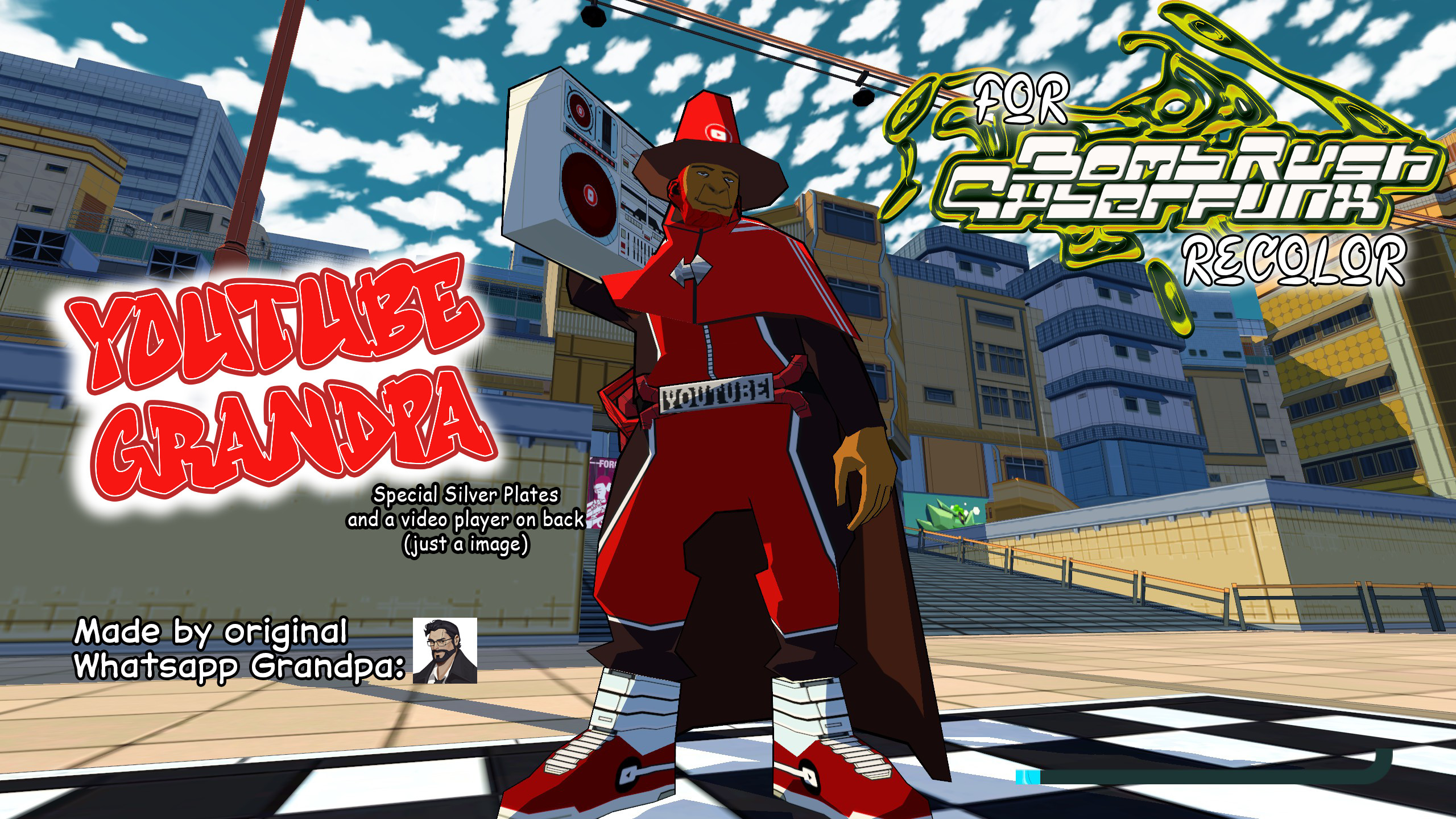 Youtube Grandpa (oldhead) Mod for Bomb Rush Cyberfunk | BRC Mods