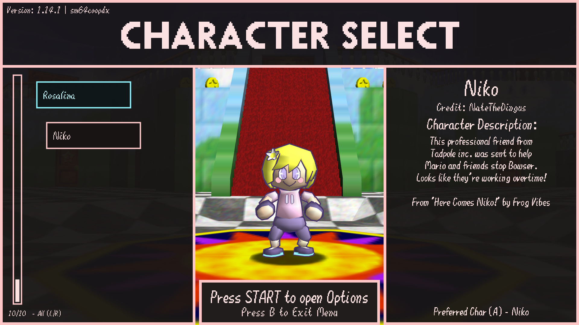 Niko (Here Comes Niko!) [CS] Mod for Super Mario 64 PC Port | SM64 PC Mods