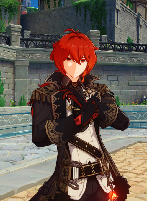 Diluc Fluffy hair + face edit + blend file Mod for Genshin Impact | GI Mods