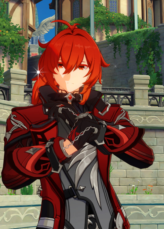 Diluc Fluffy hair + face edit + blend file Mod for Genshin Impact | GI Mods