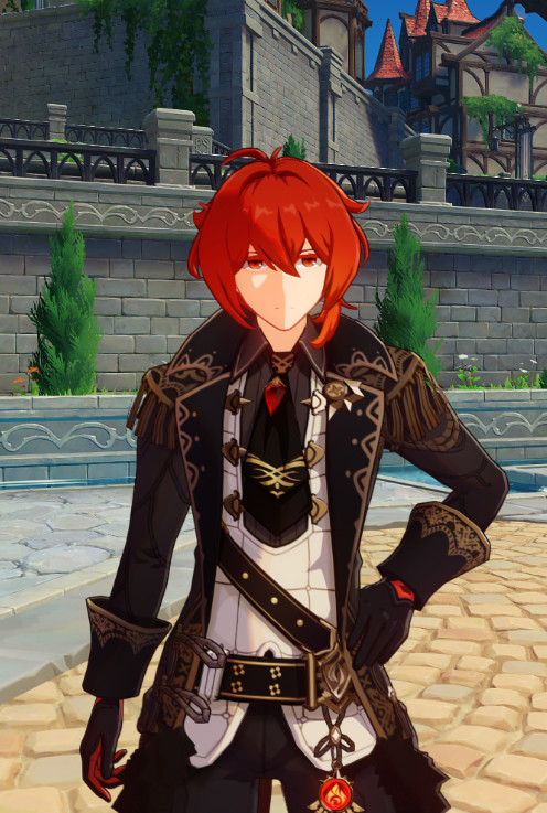 Diluc Fluffy hair + face edit + blend file Mod for Genshin Impact | GI Mods