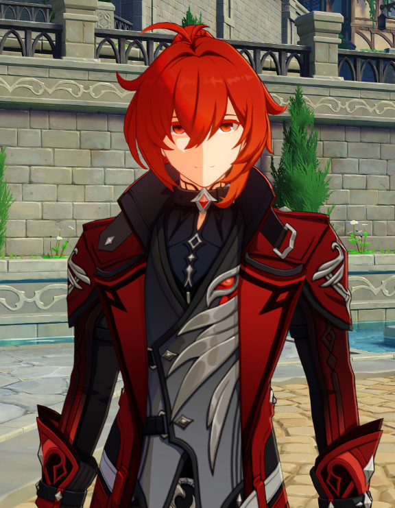 Diluc Fluffy hair + face edit + blend file Mod for Genshin Impact | GI Mods