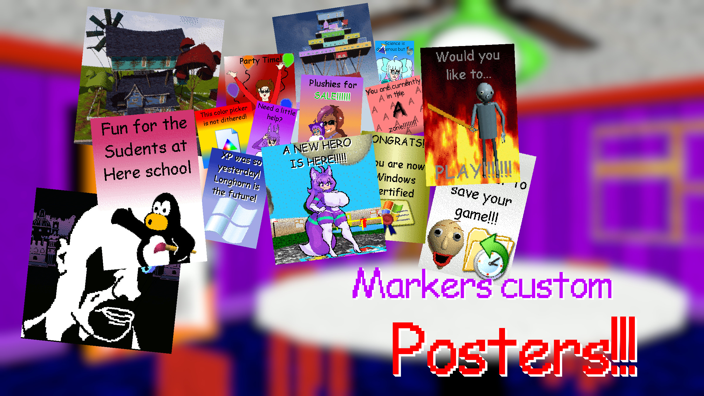(0.12X) Marker's Poster Pack Mod for Baldi's Basics | Baldi Mods