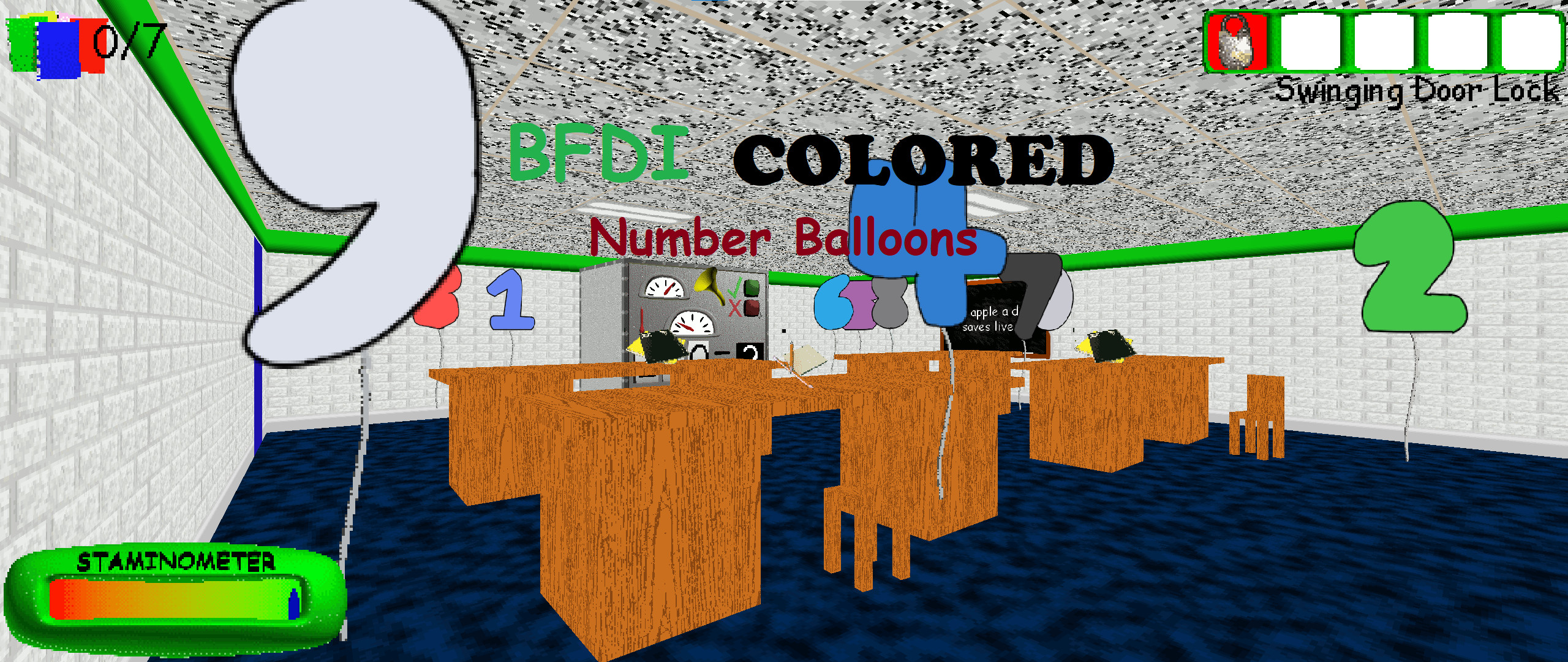 BFDI colored number balloons Mod for Baldi's Basics | Baldi Mods