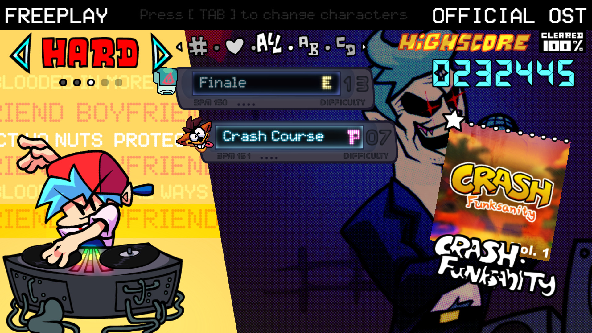 Crash Funksanity Mod for Friday Night Funkin' | FNF Mods