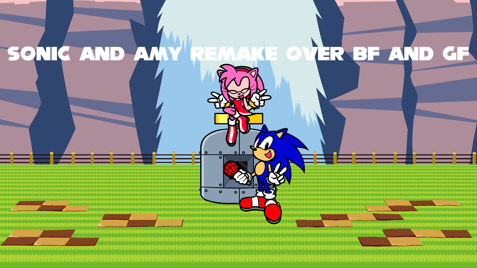 Sonic And Amy Remake Over BF and GF Mod for Friday Night Funkin' | FNF Mods