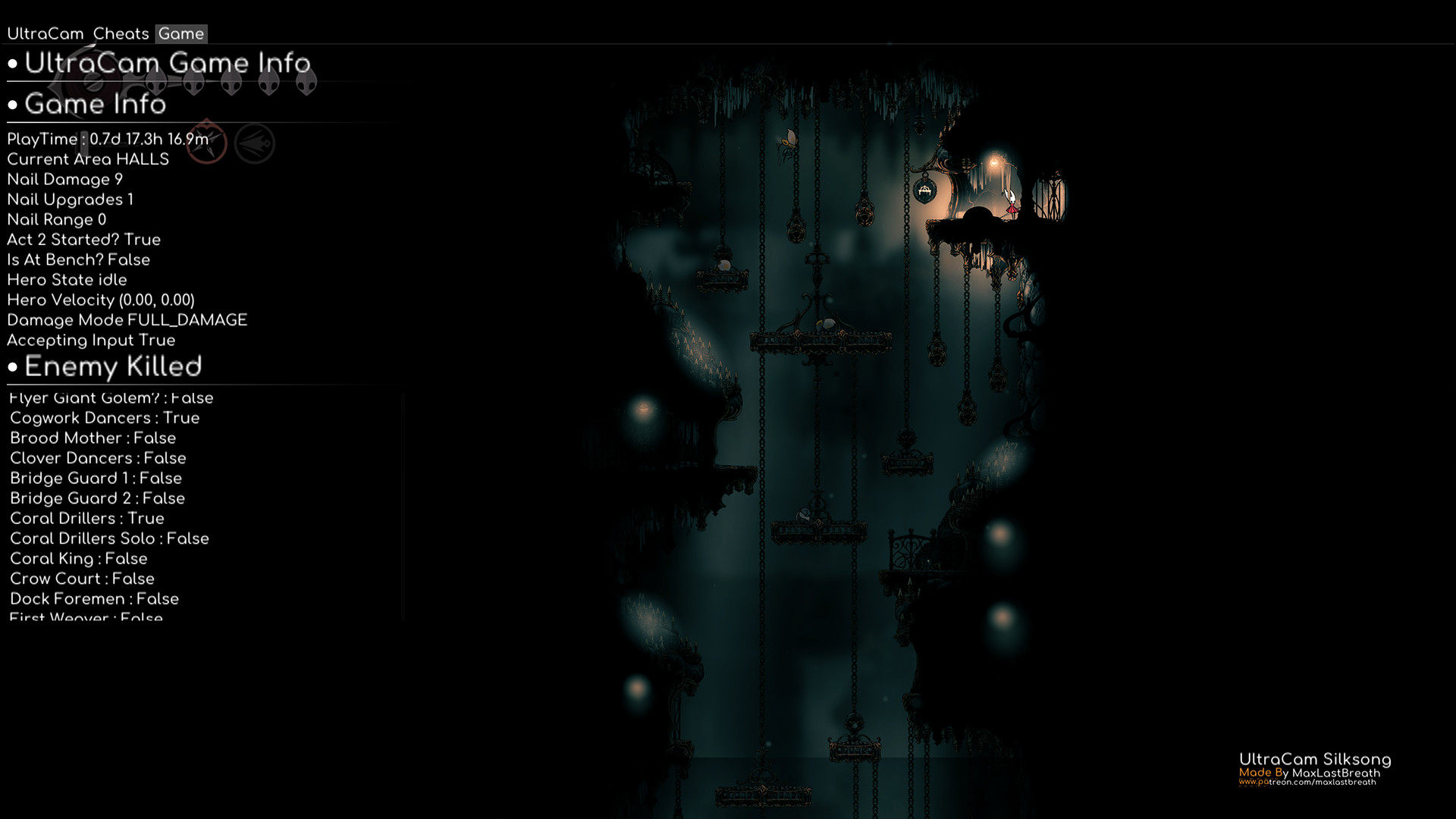 UltraCam - FreeCam - In-Game Menu - Cheats Mod for Hollow Knight ...