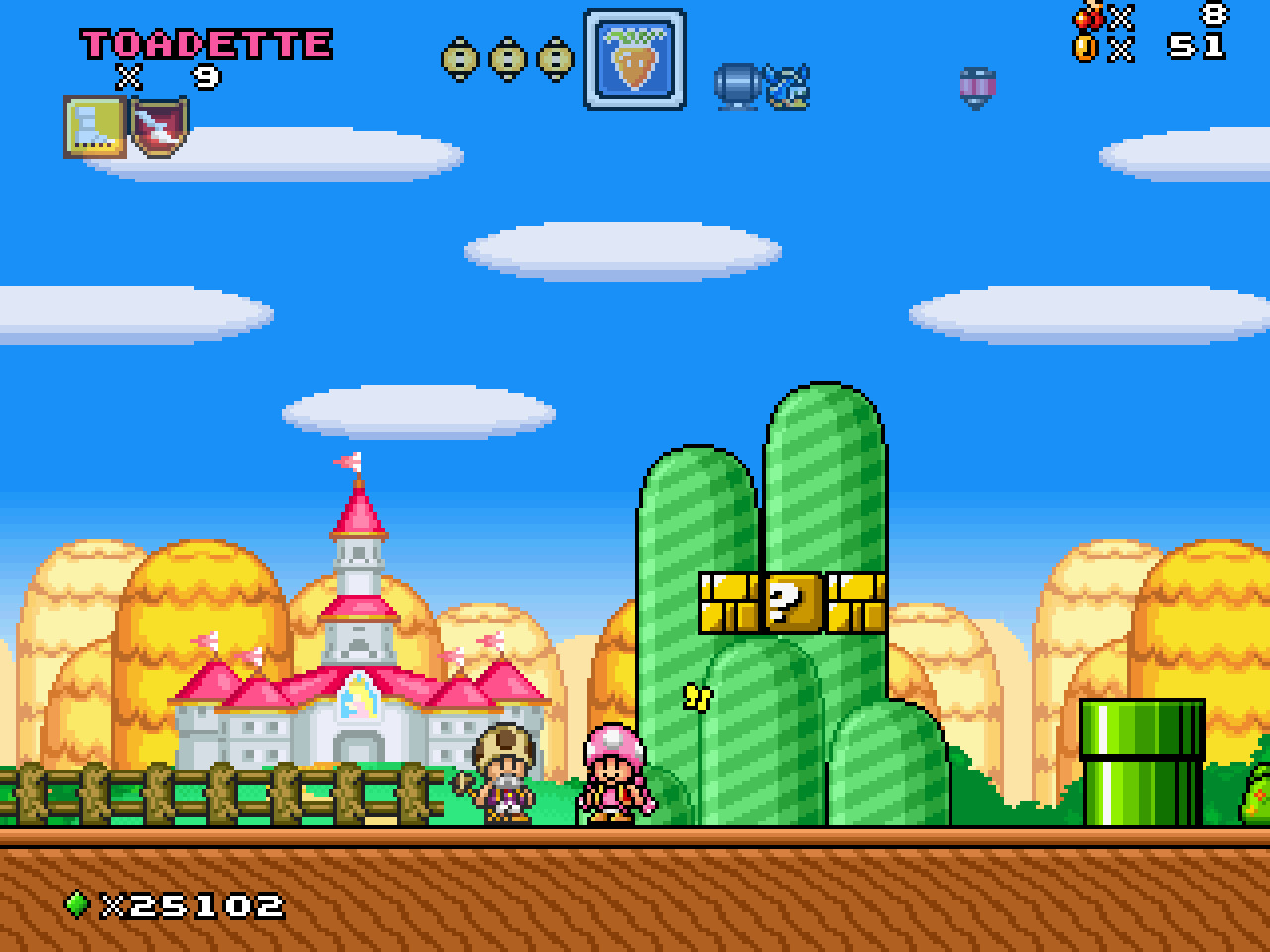 Toadette over GB Mario Mod for Mushroom Kingdom Fusion | mkf Mods