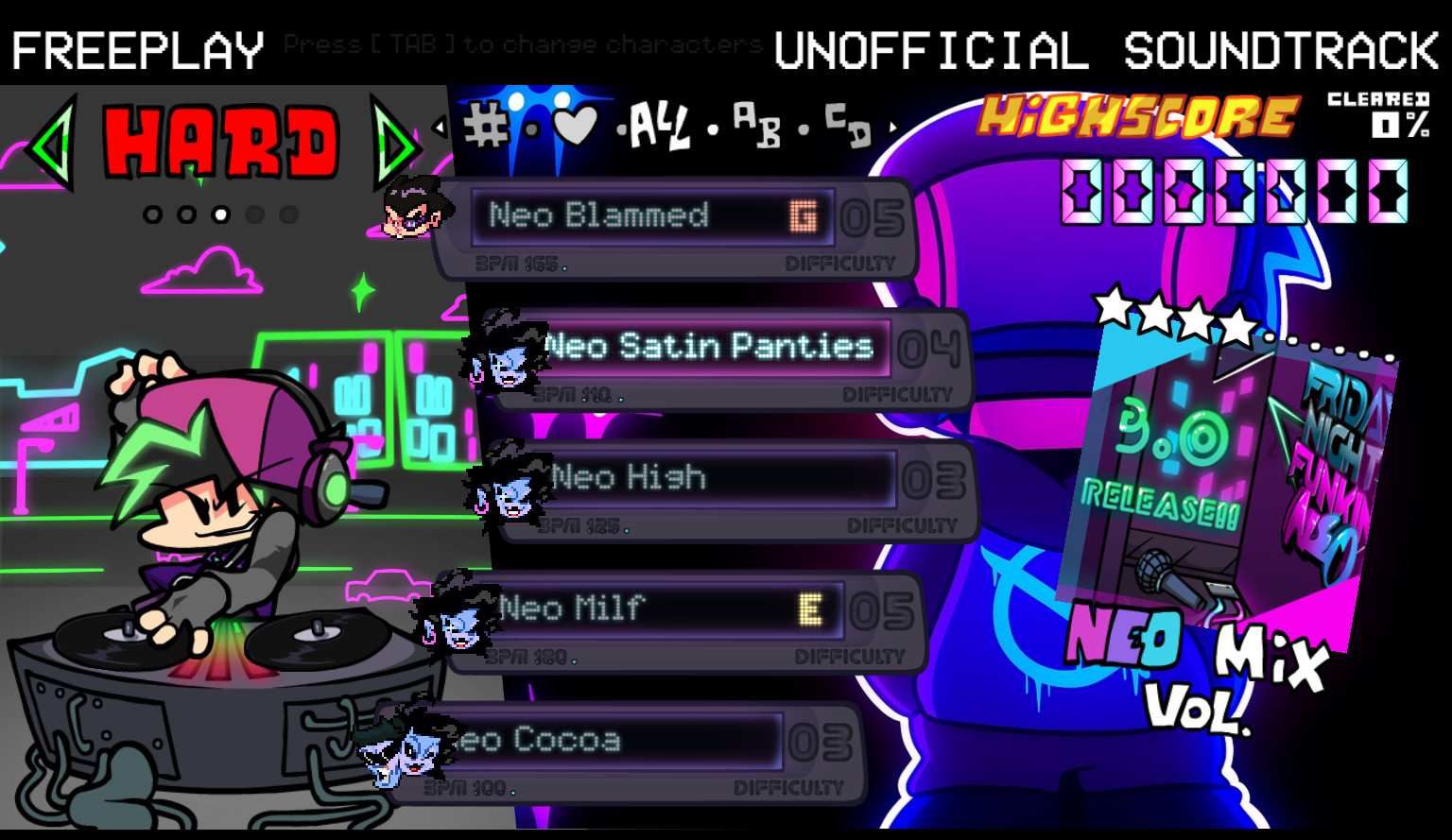 FNF: NEO (V-Slice Port) 3.0 UPDATE! Mod for Friday Night Funkin' | FNF Mods