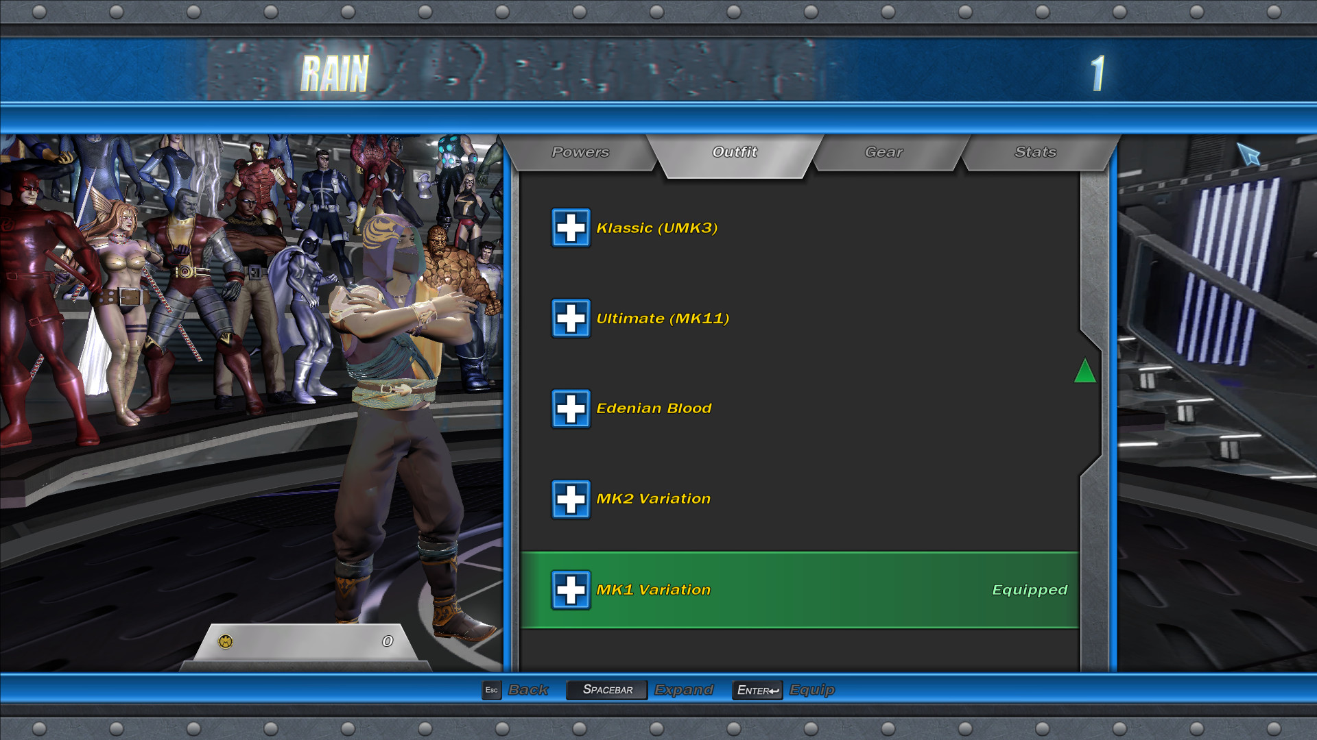 Mortal Kombat 1 Rain (Default) Mod for Marvel: Ultimate Alliance | MUA Mods