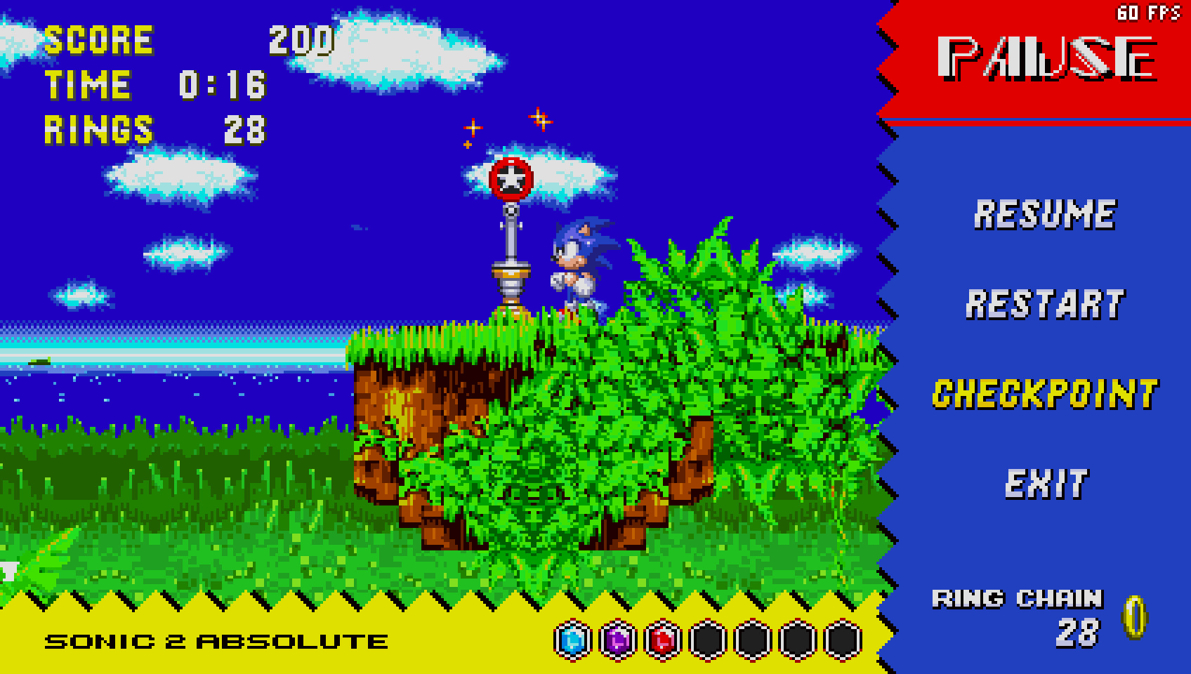 Sonic 2 Absolute Pause Menu Mod for Sonic 3 A.I.R. | S3AIR Mods