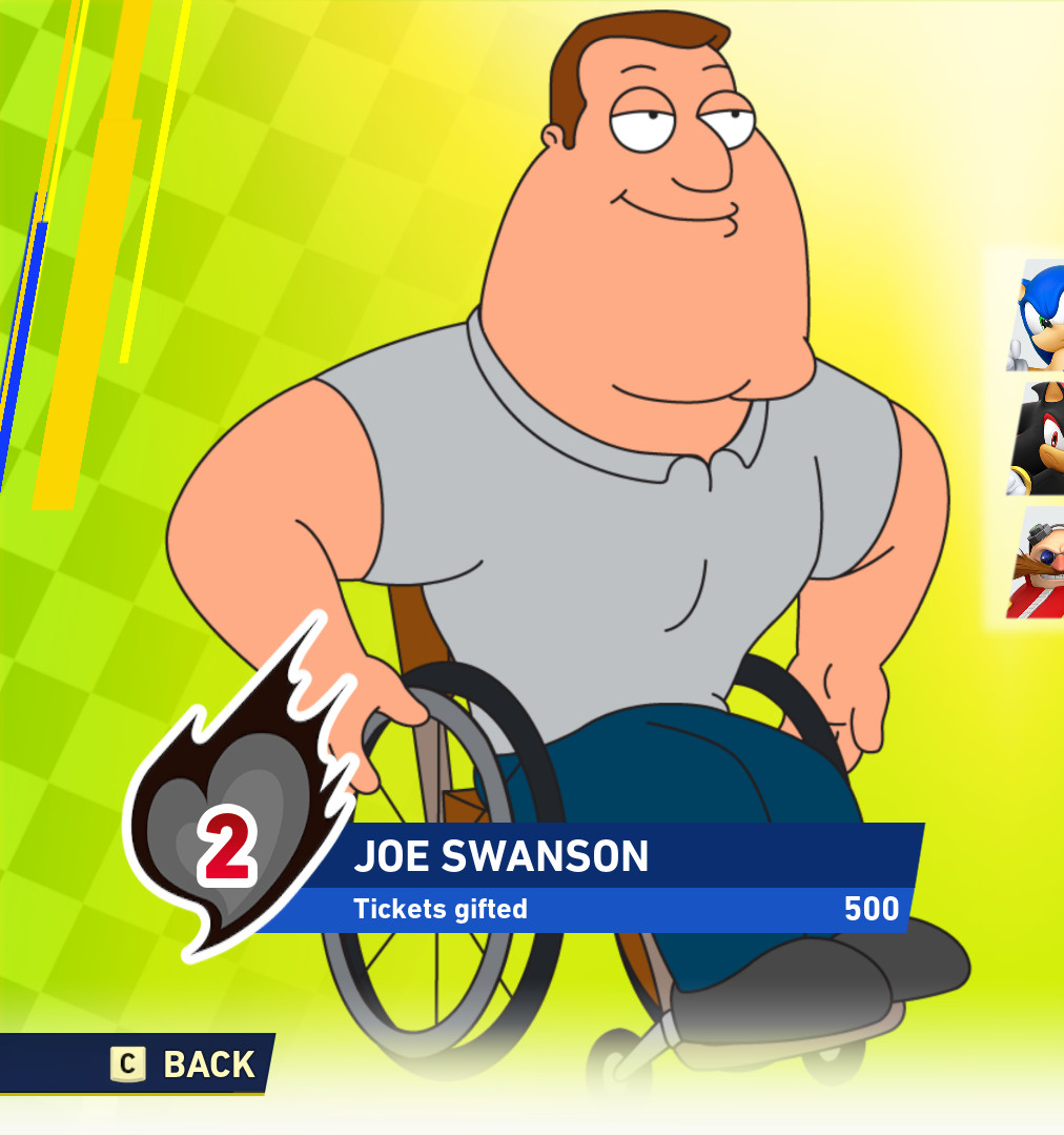 Joe Swanson over Zavok Mod for Sonic Racing: CrossWorlds | SR:CW Mods
