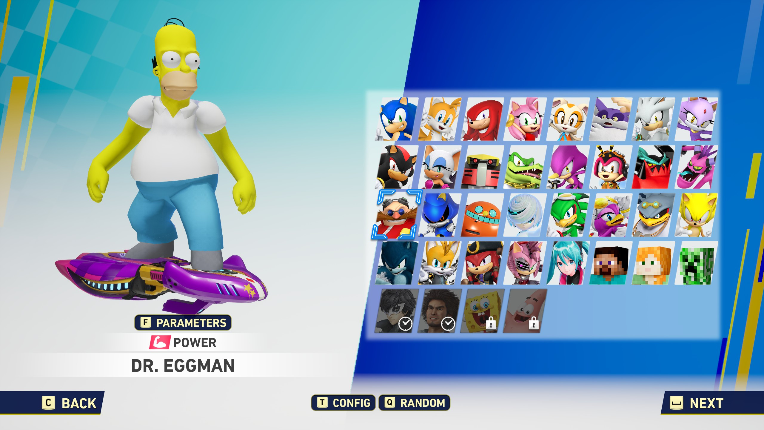Homer Simpson over Eggman Mod for Sonic Racing: CrossWorlds | SR:CW Mods