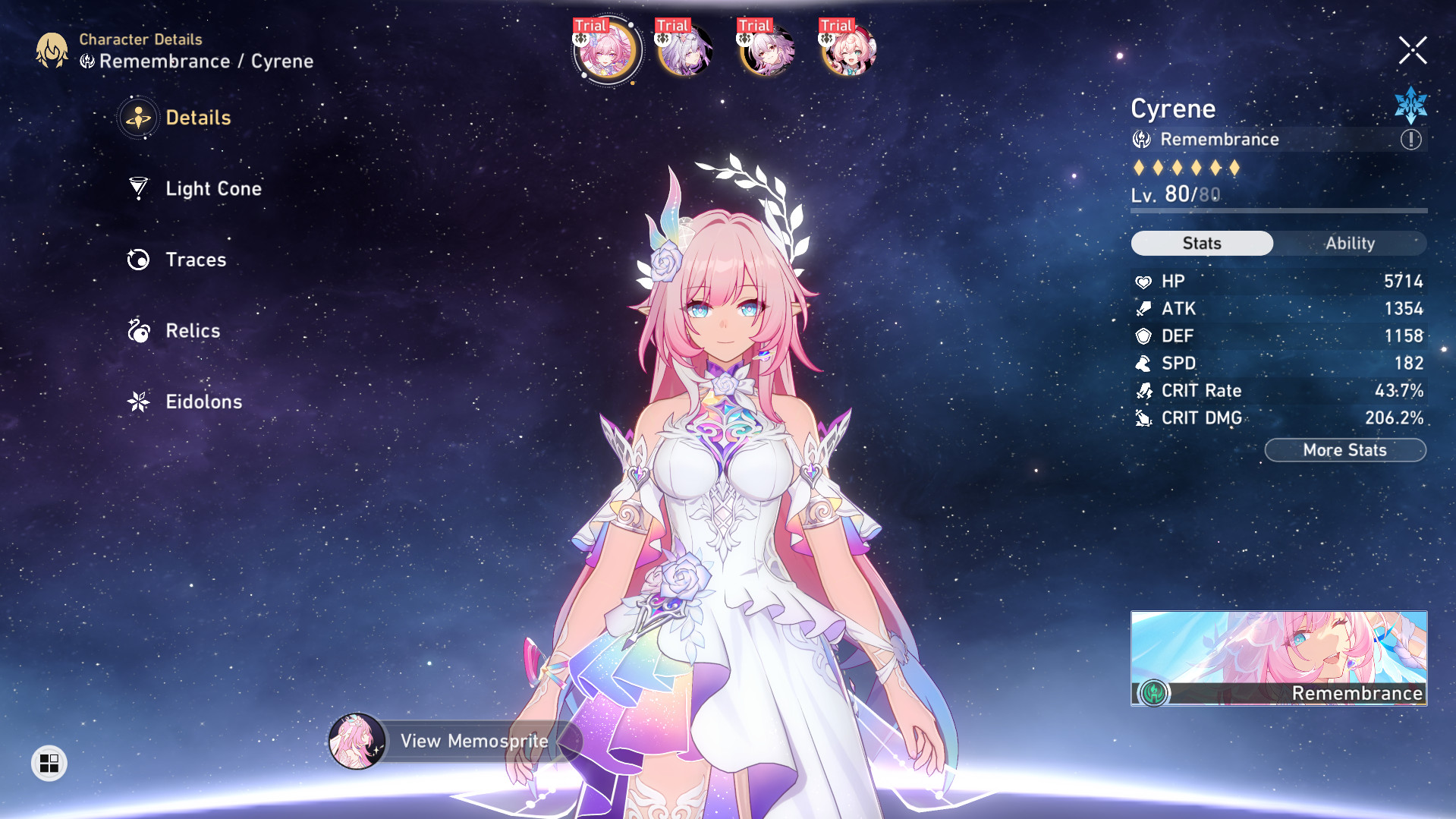 Cyrene personal edit Mod for Honkai Star Rail | HSR Mods