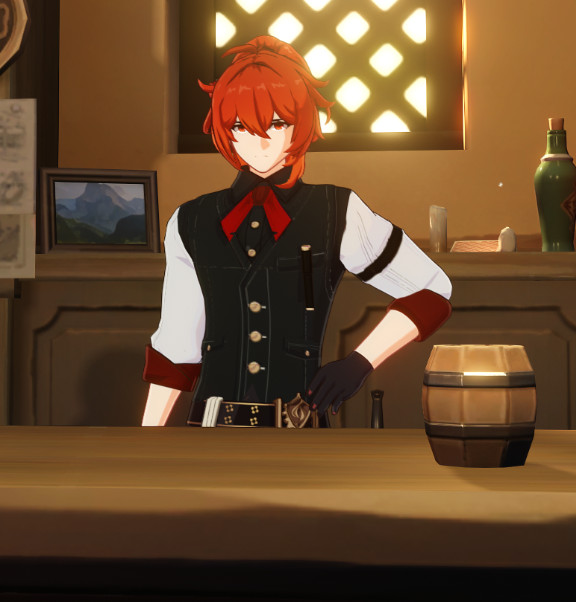 Bartender Diluc Mod for Genshin Impact | GI Mods